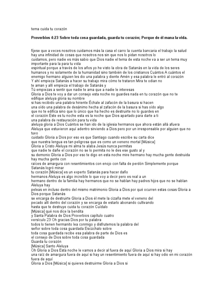 Tema Cuida Tu Corazón | PDF | Oración | Jesús