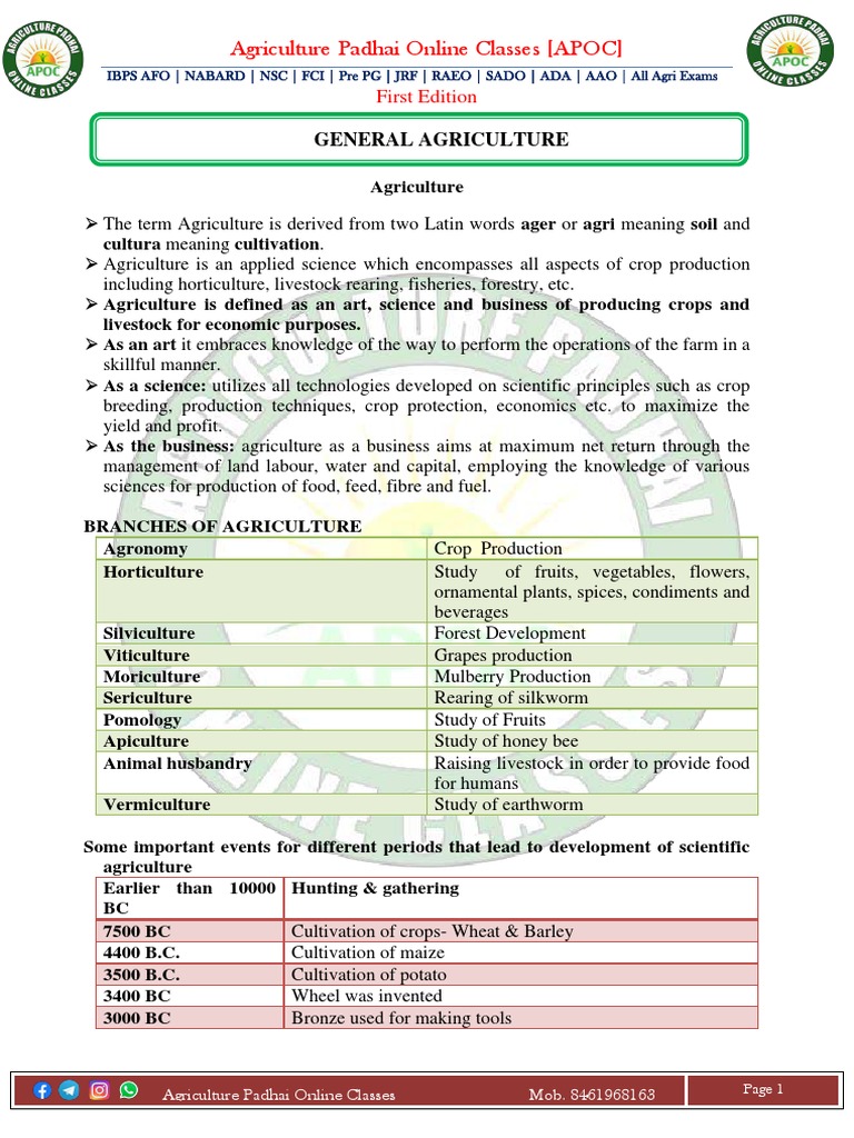 General Agriculture Complete Notes | PDF | Agriculture | Food Industry
