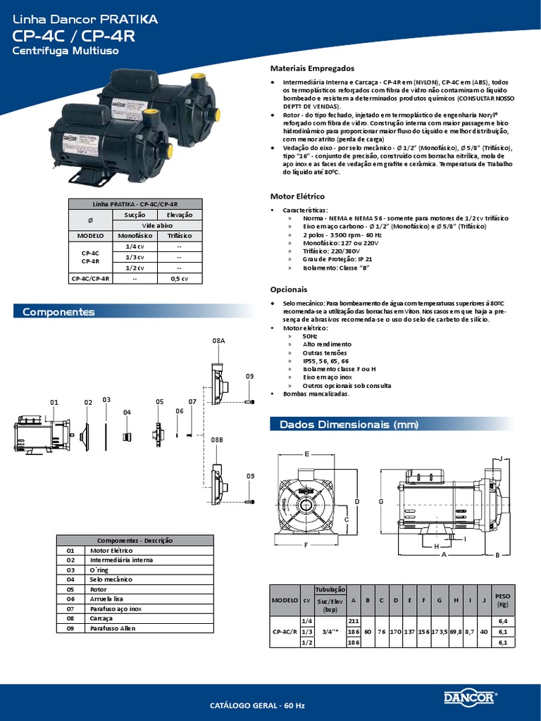 Catálogo de Bomba | PDF | Bomba | Materiais