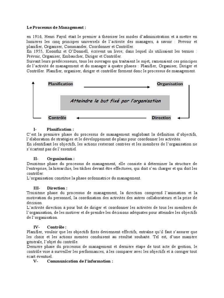 Les Phases Clés du Processus de Management | PDF | Planification | Business