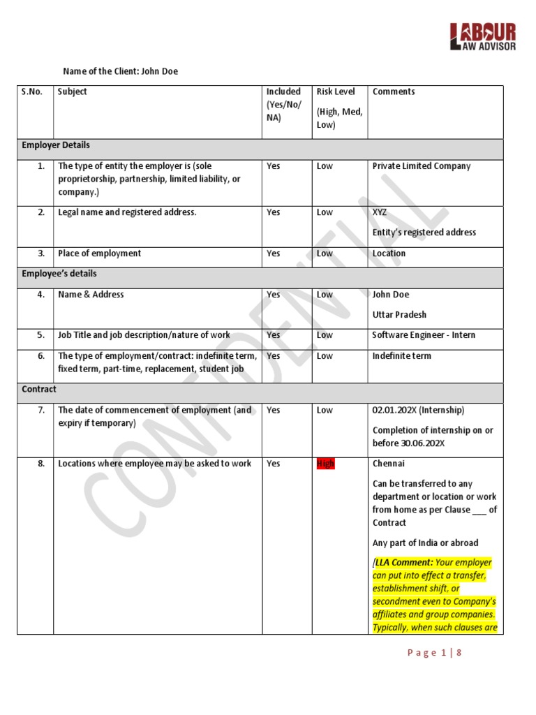 Sample Employement Contract Review Pdf Employment Common Law
