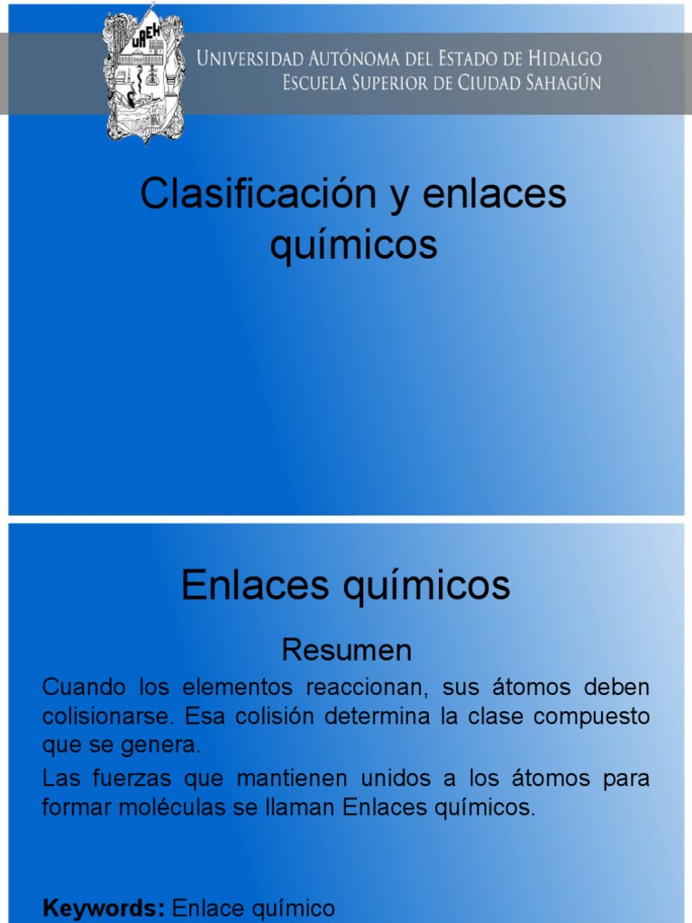 Clasificación de Los Enlaces Químicos | PDF | Enlace químico | Enlace covalente