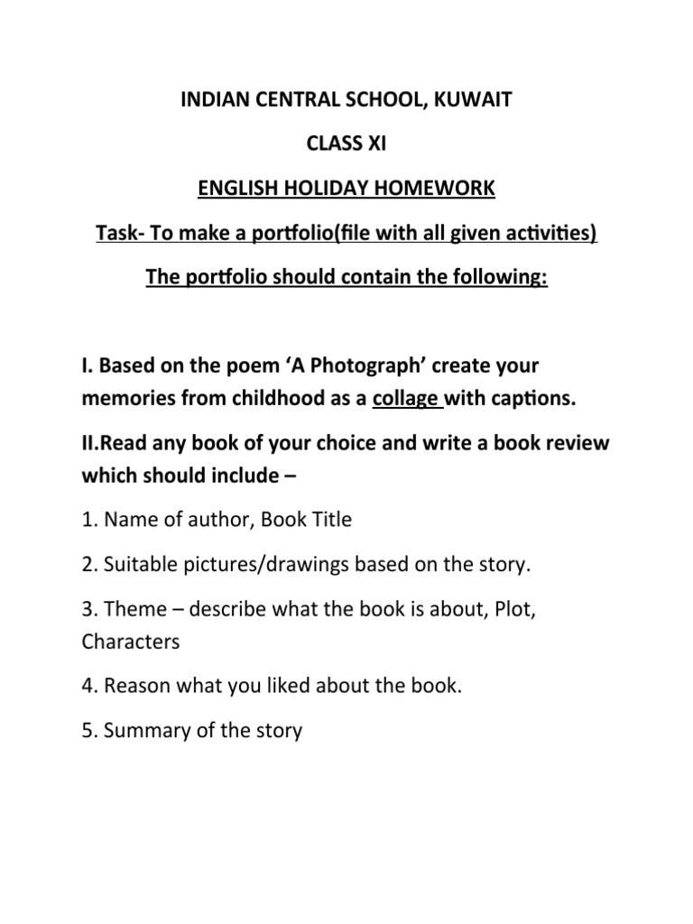 Grade Xi English Holiday Homework 2023 - 2024 | PDF