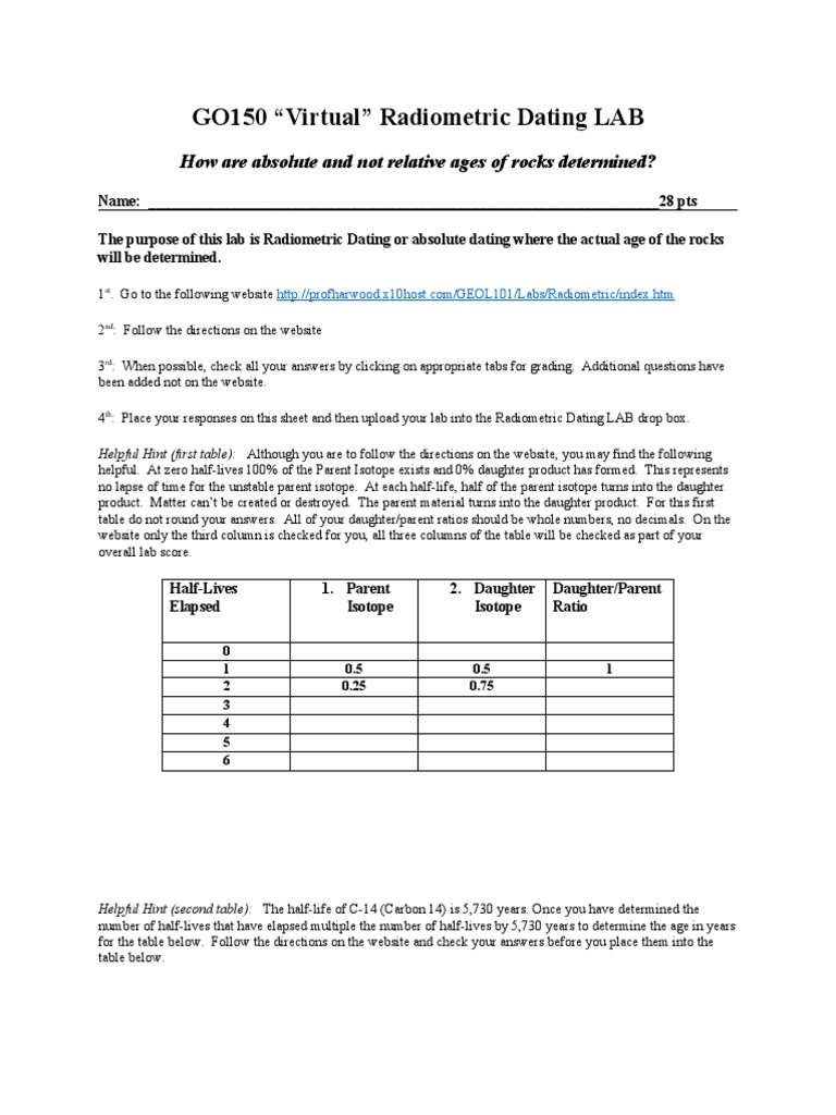 Virtual Radiometric Dating Lab Guide | PDF | Nuclear Physics | Sets Of ...