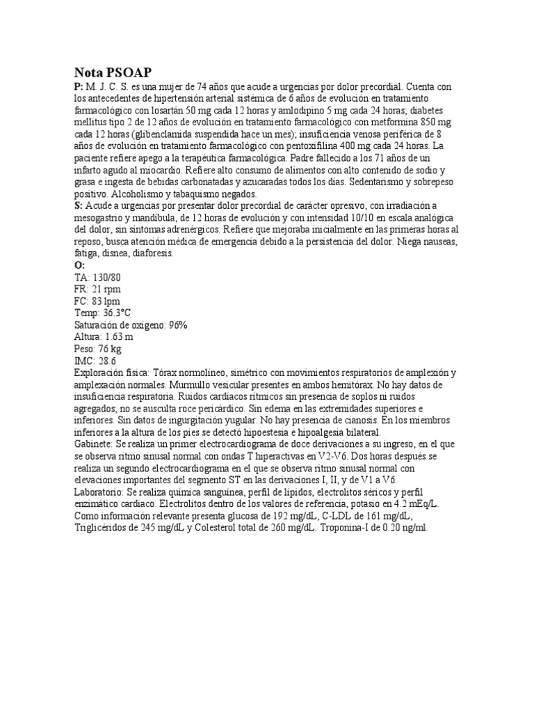 Psoap Ekg | PDF | Electrocardiografia | Diabetes
