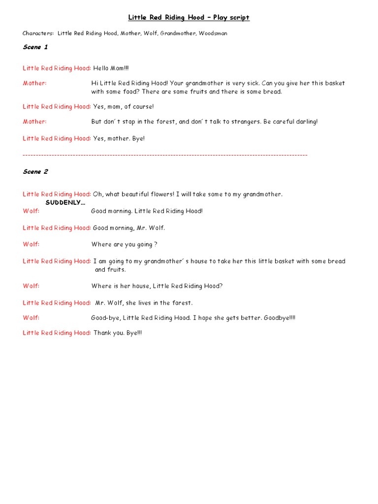 Little Red Riding Hood Play Script Docx | PDF | Little Red Riding Hood