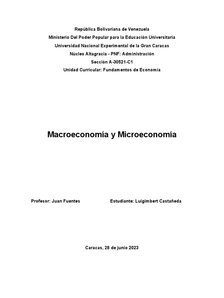 Macroeconomia y Microeconomia | PDF | Producto Interno Bruto | Inflación