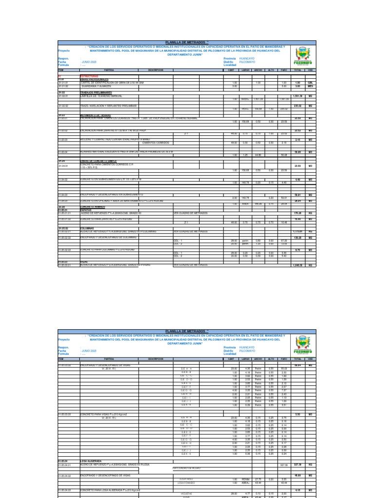 Planilla de Metrados-Planilla de Metrado | PDF | Ingeniero civil | edificio
