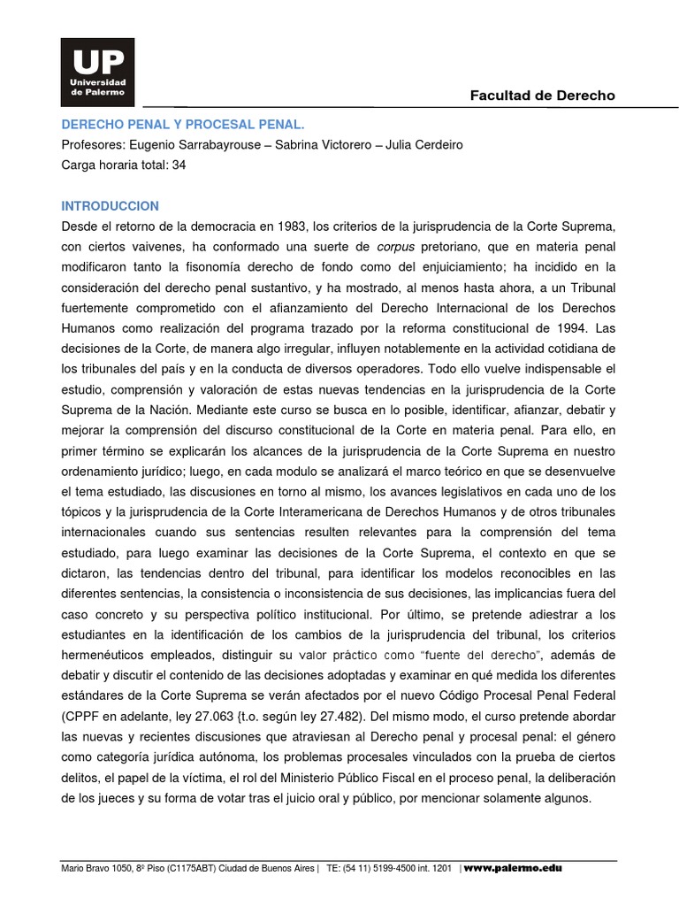 DERECHO PENAL Y PROCESAL PENAL - SARRABAYROUSE - 2â°-2020-Nueva Versiã N | PDF | Caso de ley ...