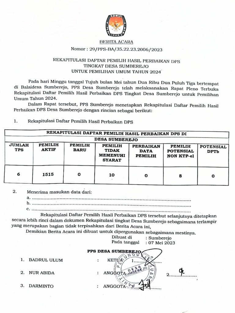 Ba DPSHP PPS Sumberejo | PDF