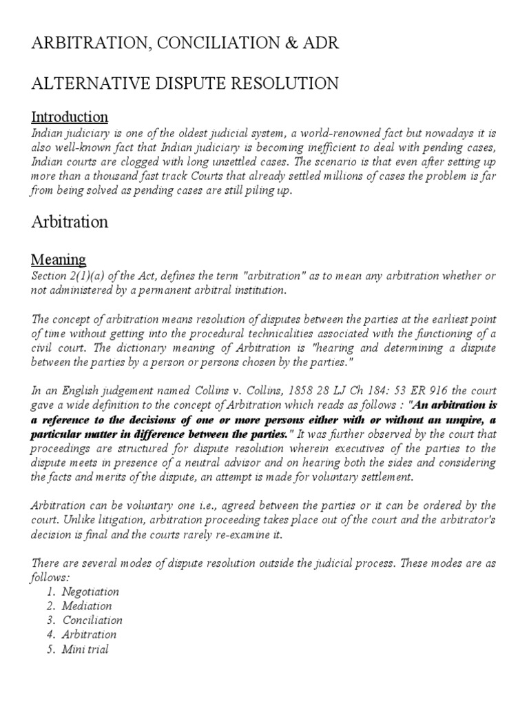 ARBITRATION - Practical File (4th Sem) | PDF | Arbitration ...