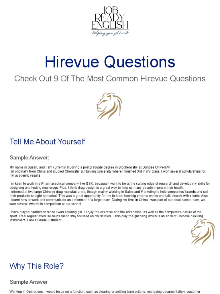9 Most Common Hirevue Questions | PDF | Fraud | Pharmaceutical Industry