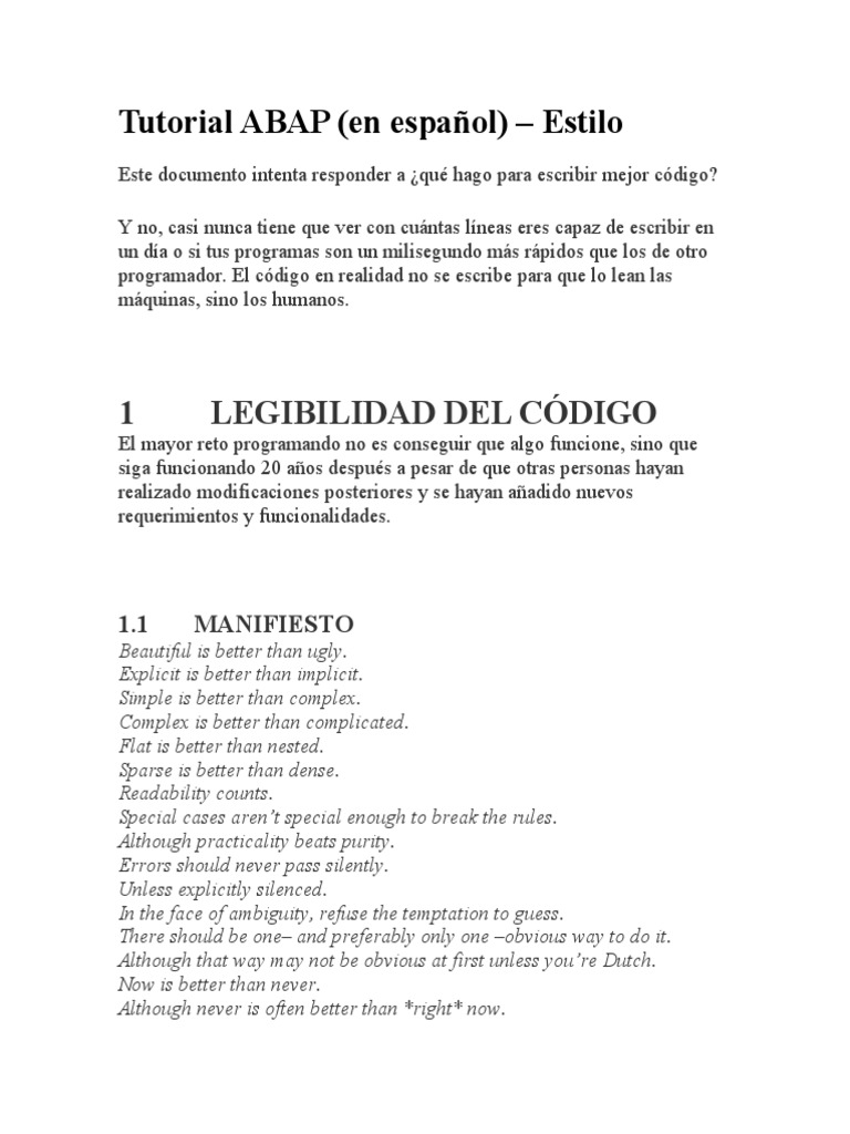 Tutorial ABAP-Estilo Programacion | PDF | Software | Desarrollo de software