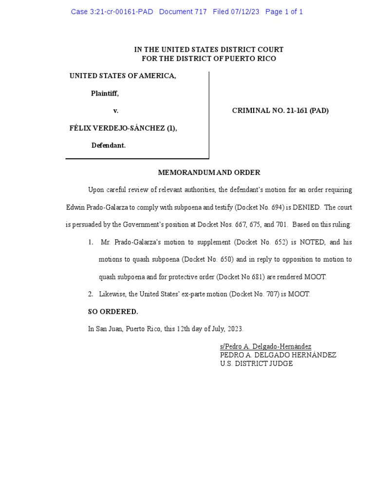 Legal Ruling on Subpoena Compliance | PDF