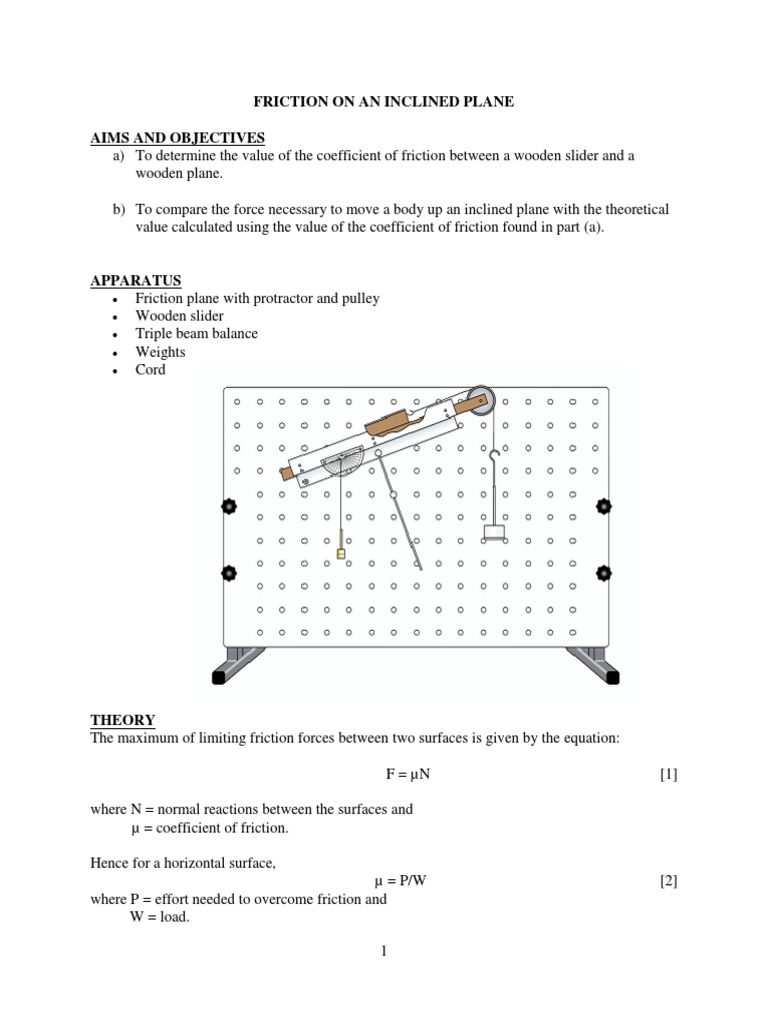 Friction On An Inclined Plane (UPDATED) | Download Free PDF | Friction ...