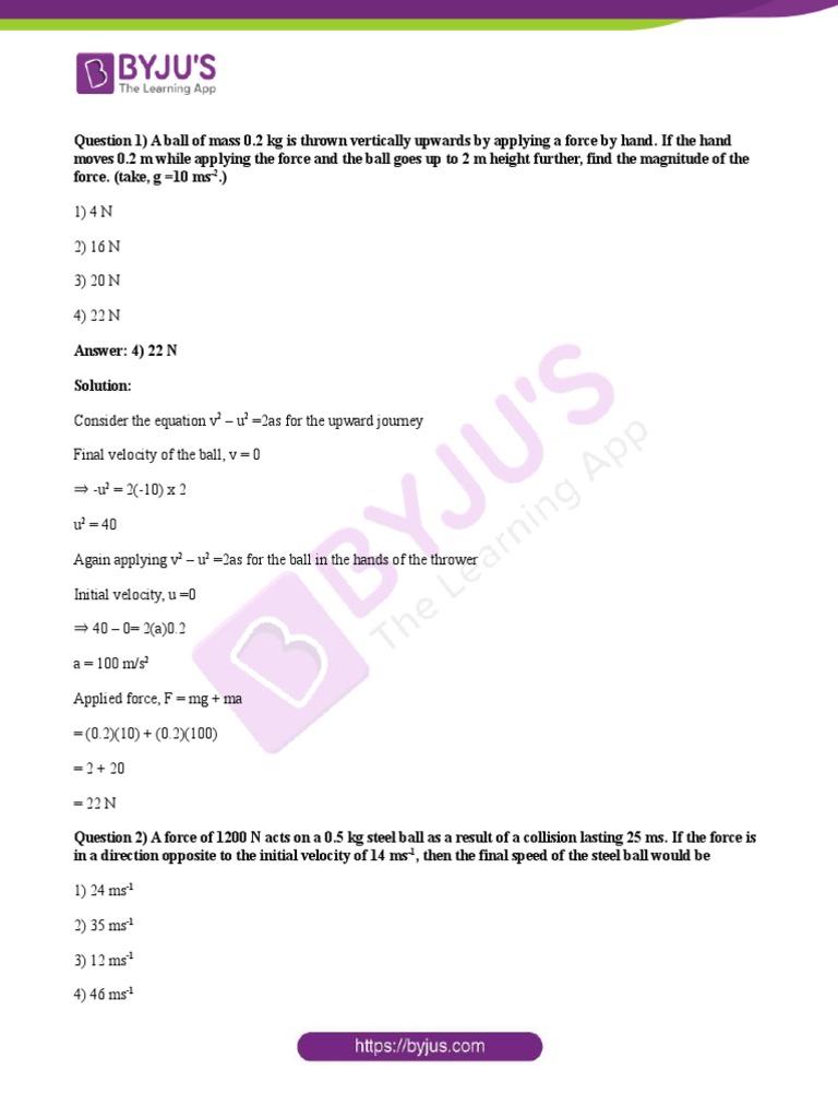 JEE Advanced Previous Year Questions With Solutions On Newtons Law of ...
