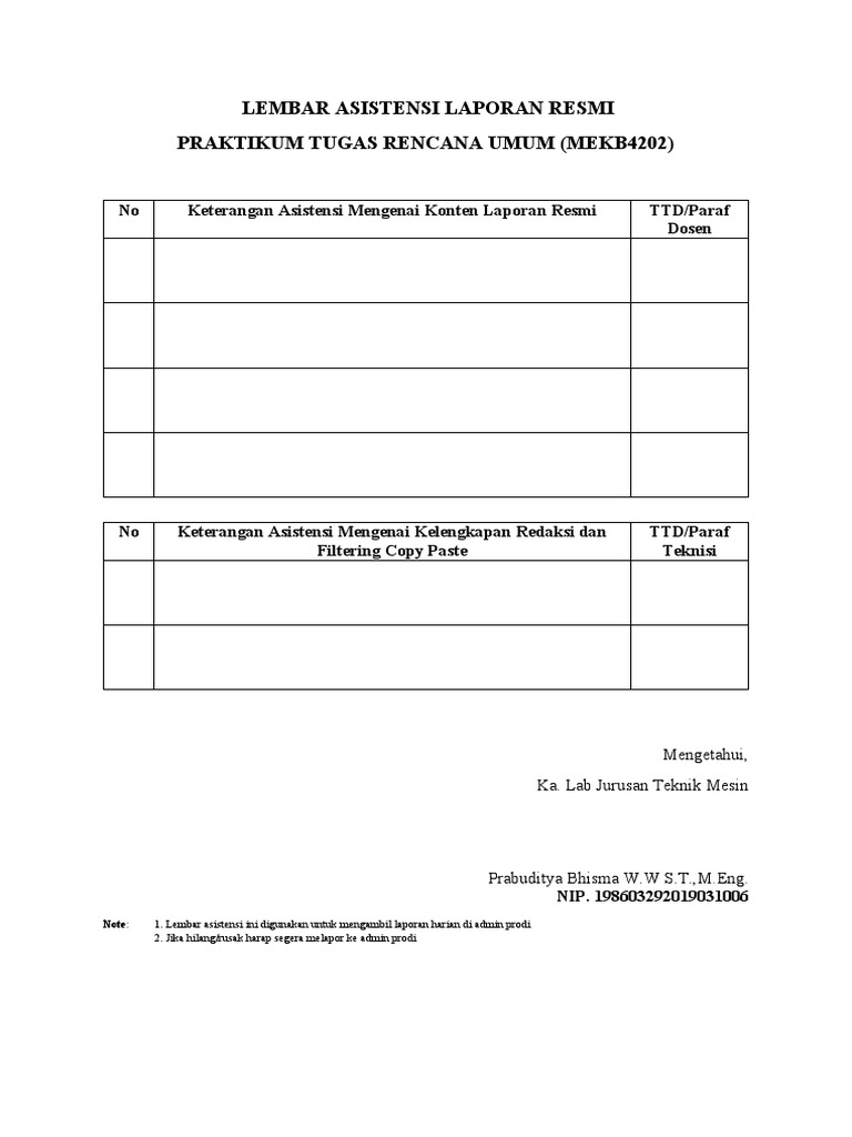 Lembar Asistensi Laporan Resmi Tru | PDF