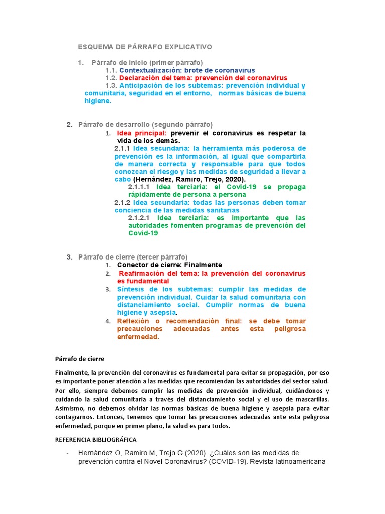 Esquema de Párrafo Explicativo | Descargar gratis PDF | Especialidades Medicas | Medicina