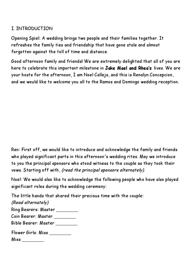 Draft Script | PDF | Wedding | Bride