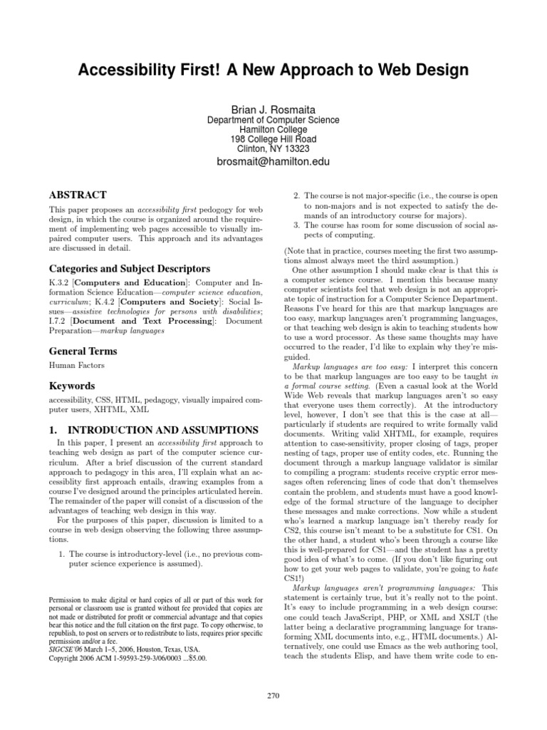 Accessibility First! A New Approach To Web Design | PDF | World Wide Web | Internet & Web