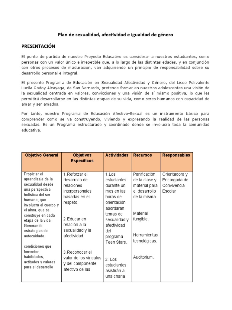 Plan de Sexualidad Teen Star | PDF | Las emociones | Sexualidad