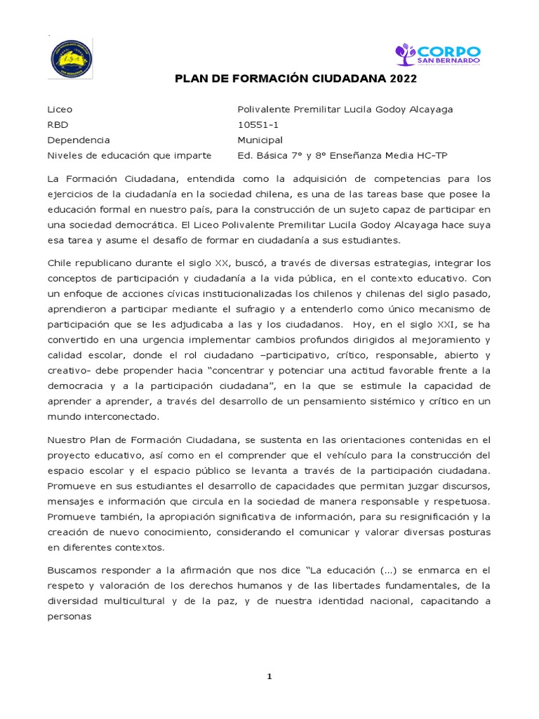 Plan Formaciòn Ciudadana 2022 | PDF | Democracia | Ideologías políticas