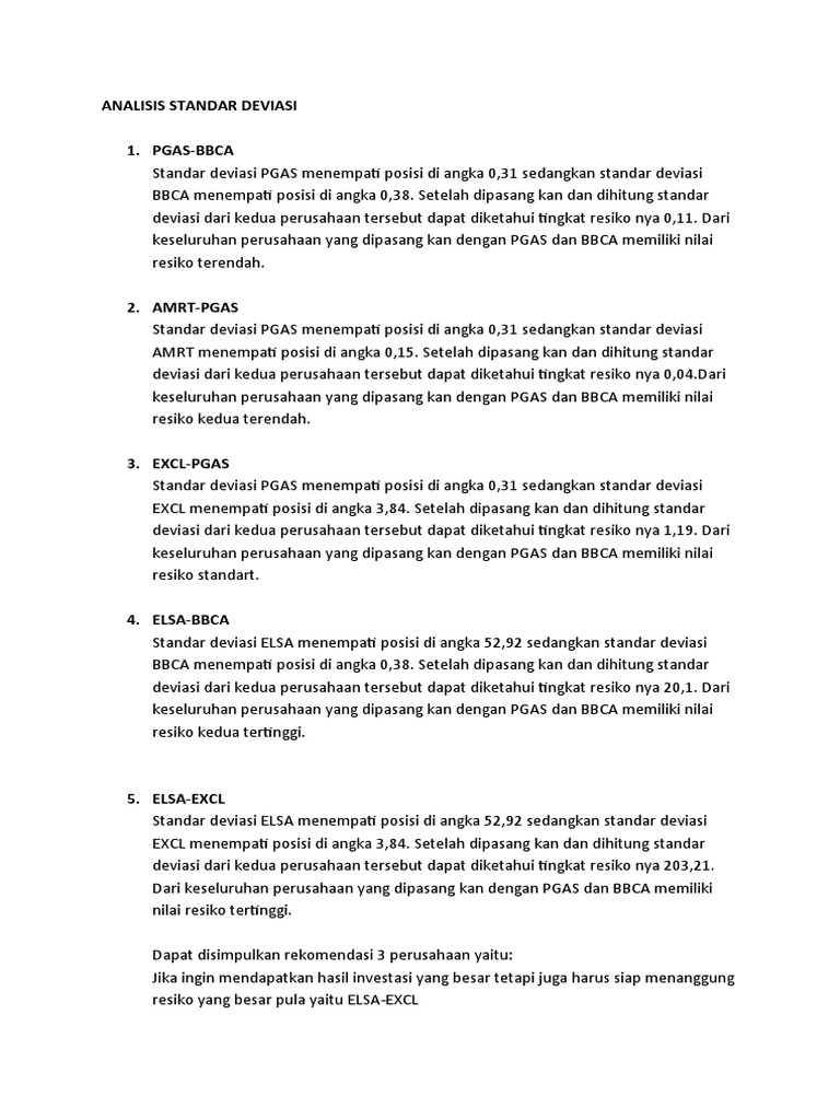 Analisis Standar Deviasi | PDF