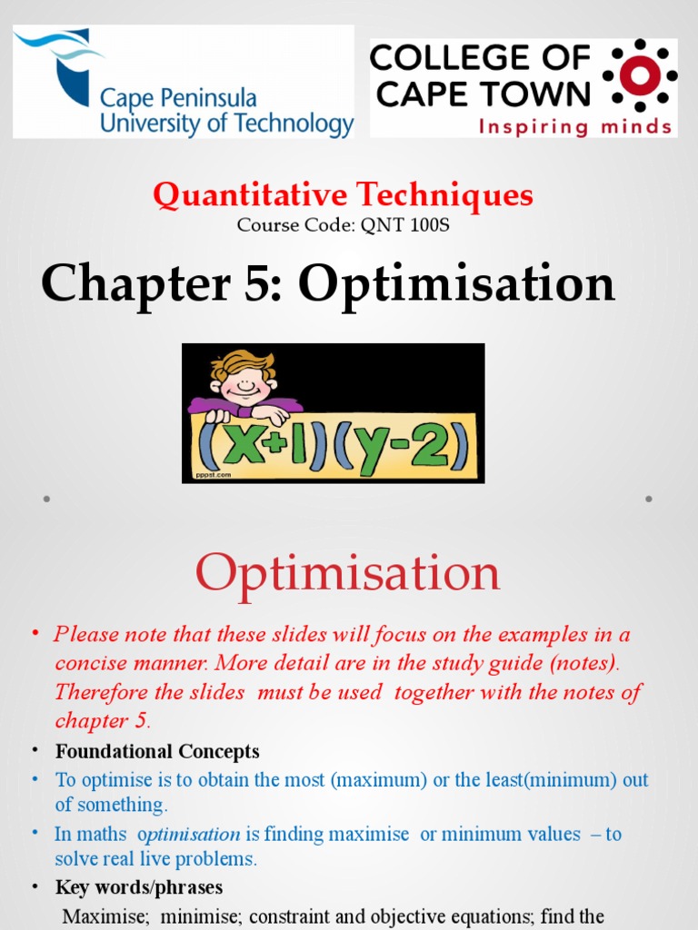 QT Chap5 OPTIMISATION With Solution | PDF | Mathematical Optimization | Area