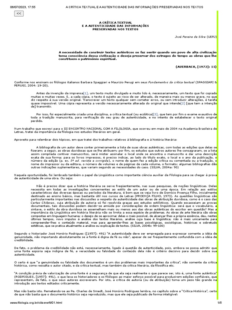 A CRÍTICA TEXTUAL E A AUTENTICIDADE DAS INFORMAÇÕES PRESERVADAS NOS ...