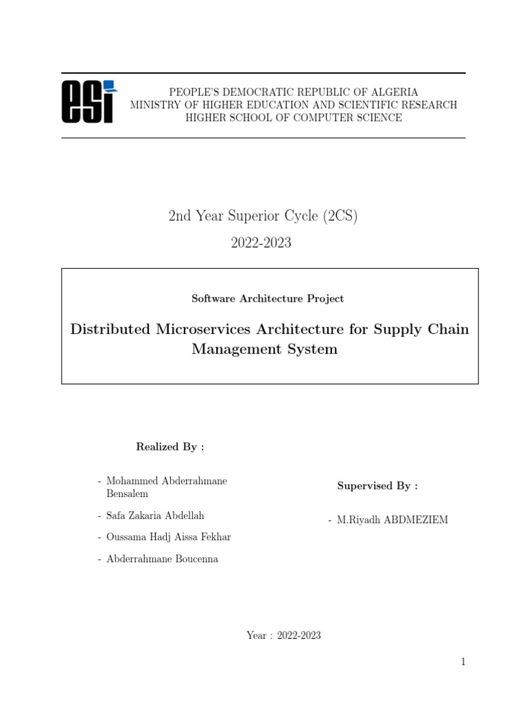 Distributed Microservices Architecture For Supply Chain Management System | PDF | Scalability ...