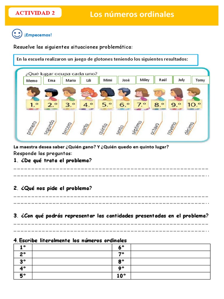 D2 A1 FICHA MAT. Los Números Ordinales | PDF D2 A1 FICHA MAT. Los Números Ordinales | PDF