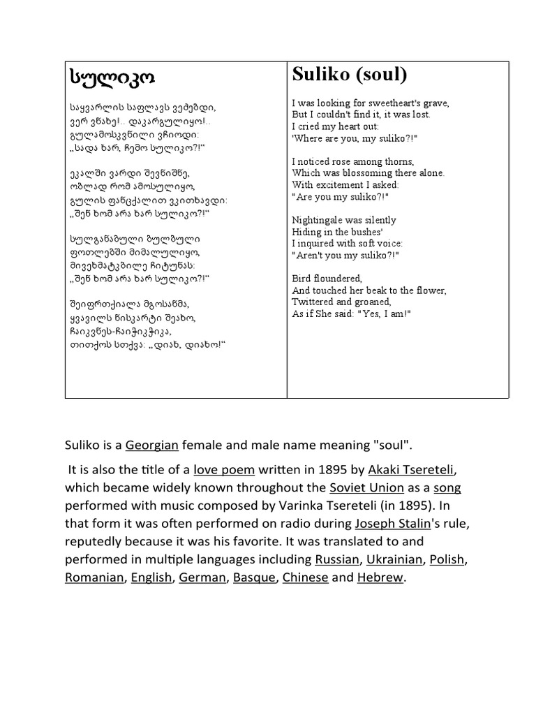 Suliko, Lyrics | PDF