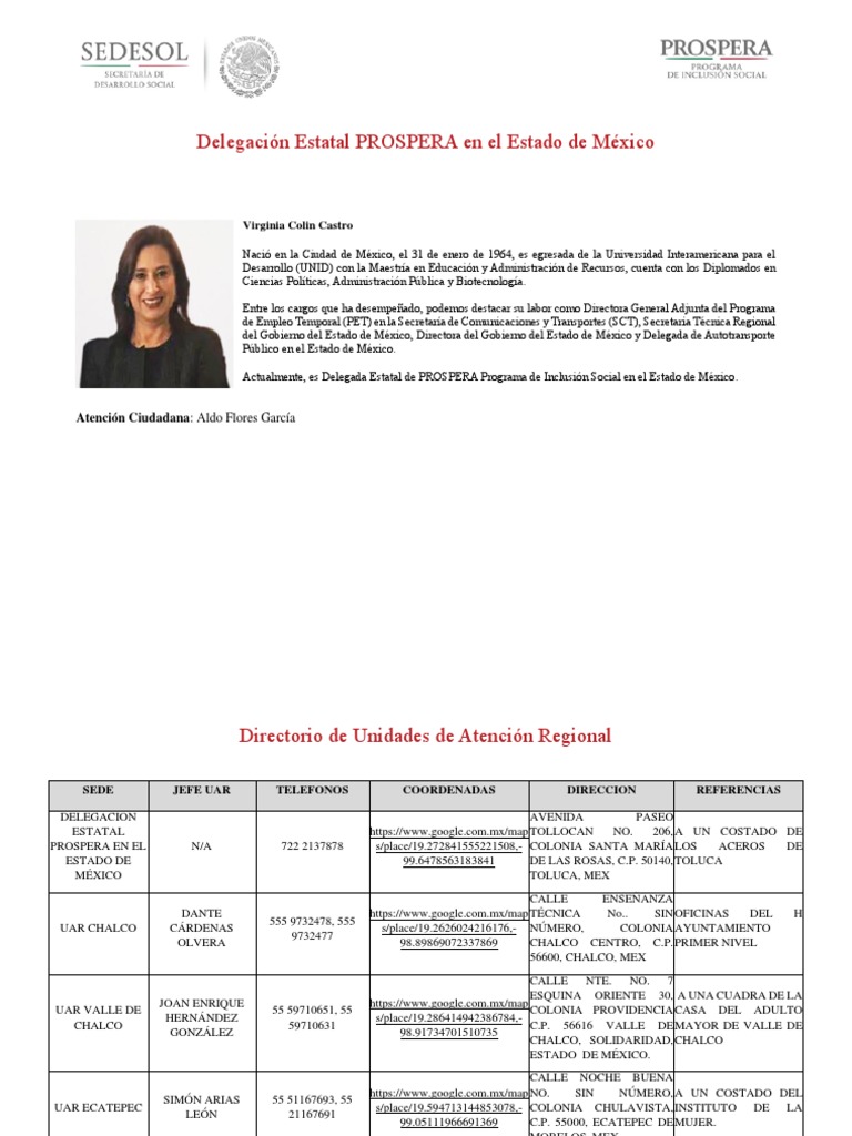 Delegacion Estatal PROSPERA en El Estado de Mexico | PDF | México