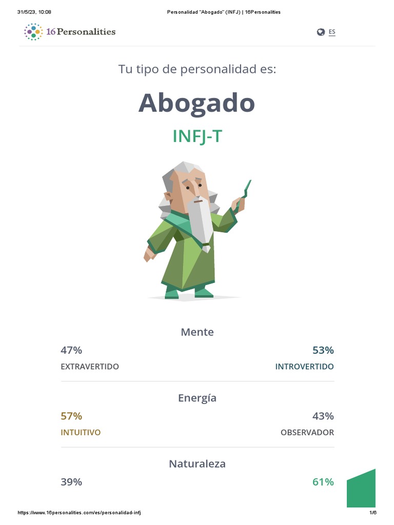 Personalidad "Abogado" (INFJ) - 16personalities | Descargar gratis PDF | Cognición | Sicología