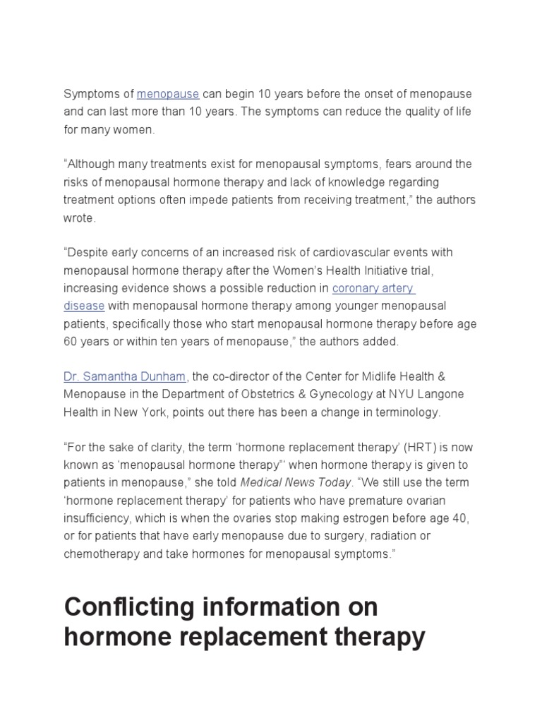 HRT Benefits | PDF | Hormone Replacement Therapy | Menopause