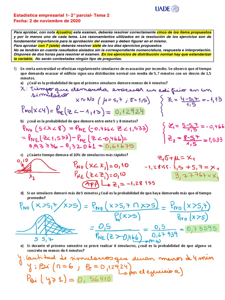 Estadistica Empresarial Segundo Parcial RESUELTO | PDF Estadistica Empresarial Segundo Parcial RESUELTO | PDF