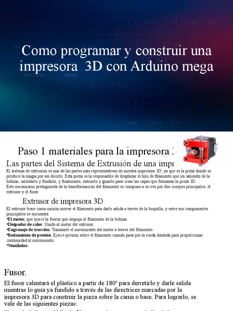 Como Programar y Construir Una Impresora 3D Con | PDF | Extrusión | Engranaje