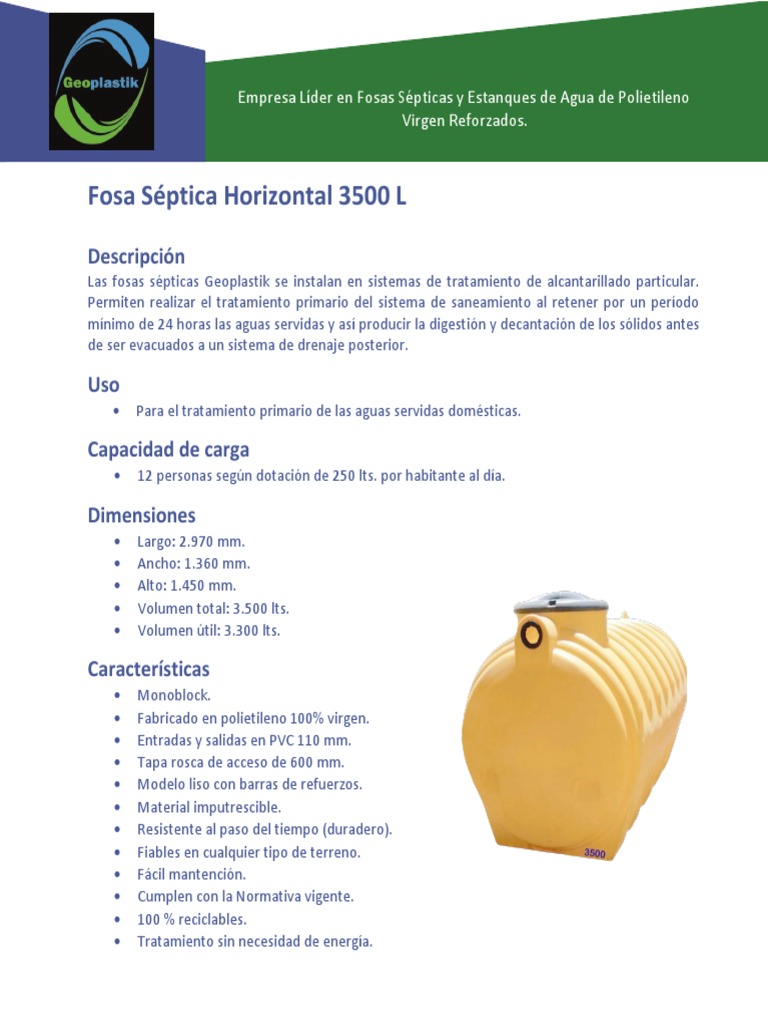 4.-Fosa Séptica Horizontal 3500 L | PDF