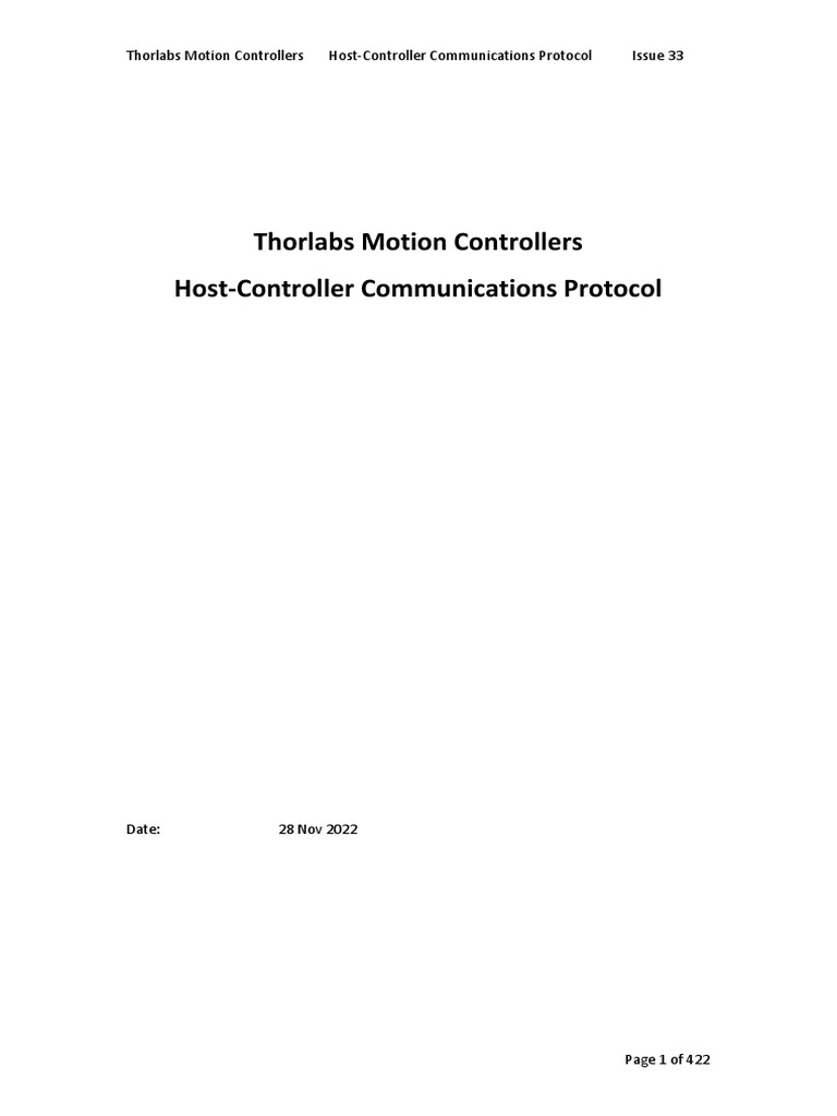 Thorlabs APT Communications Protocol | PDF | Data Transmission | Computer Network