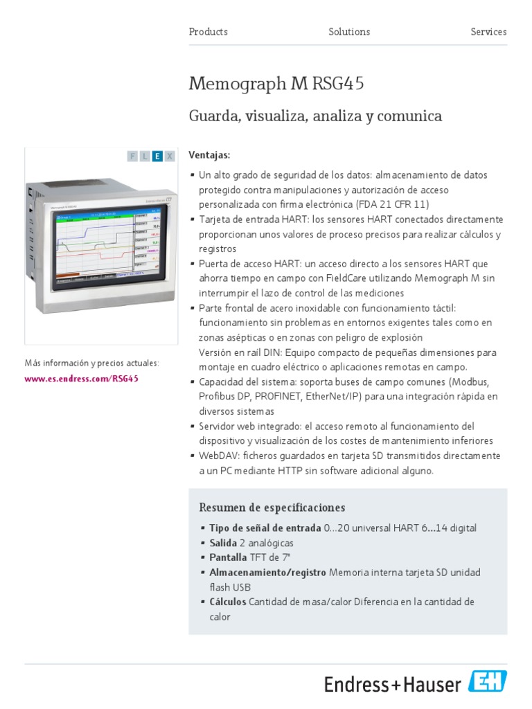 Endress-Hauser Advanced Graphic Data Manager RSG45 ES | PDF | Almacenamiento de datos de la ...