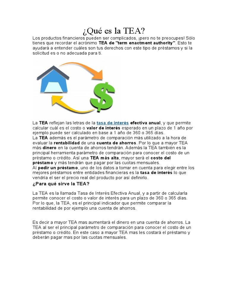 Resumen TEA, TCEA Y TREA | PDF | Interés | Bancos