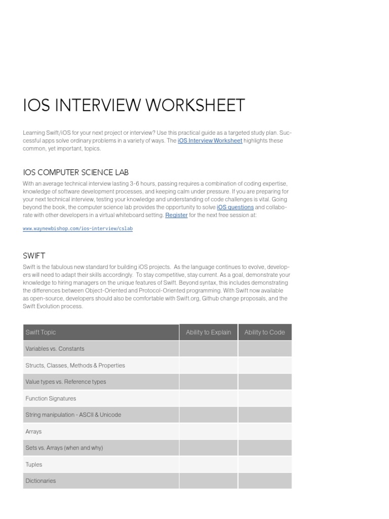 iOS Worksheet v8 | PDF | Swift (Programming Language) | Objective C