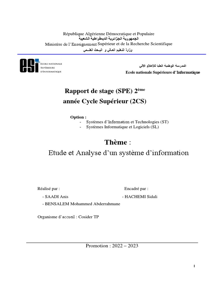 Analyse du Système d'Information Cosider TP | PDF | Progiciel de ...