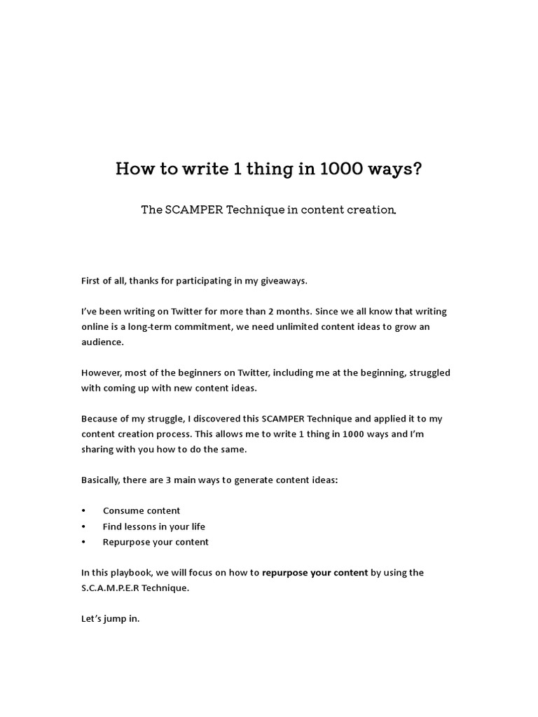 How to write 1 thing in 1000 ways | PDF | Experience | I Phone