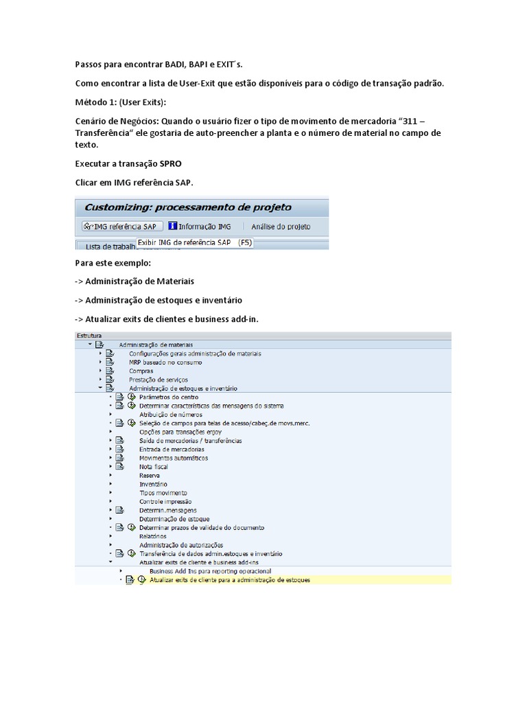 Encontrar BADI, BAPI e EXIT S | PDF