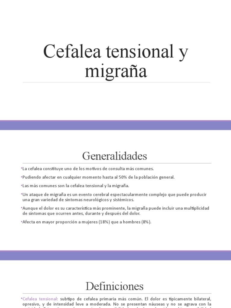 Cefalea Tensional y Migraña | PDF | Migraña | Dolor de cabeza