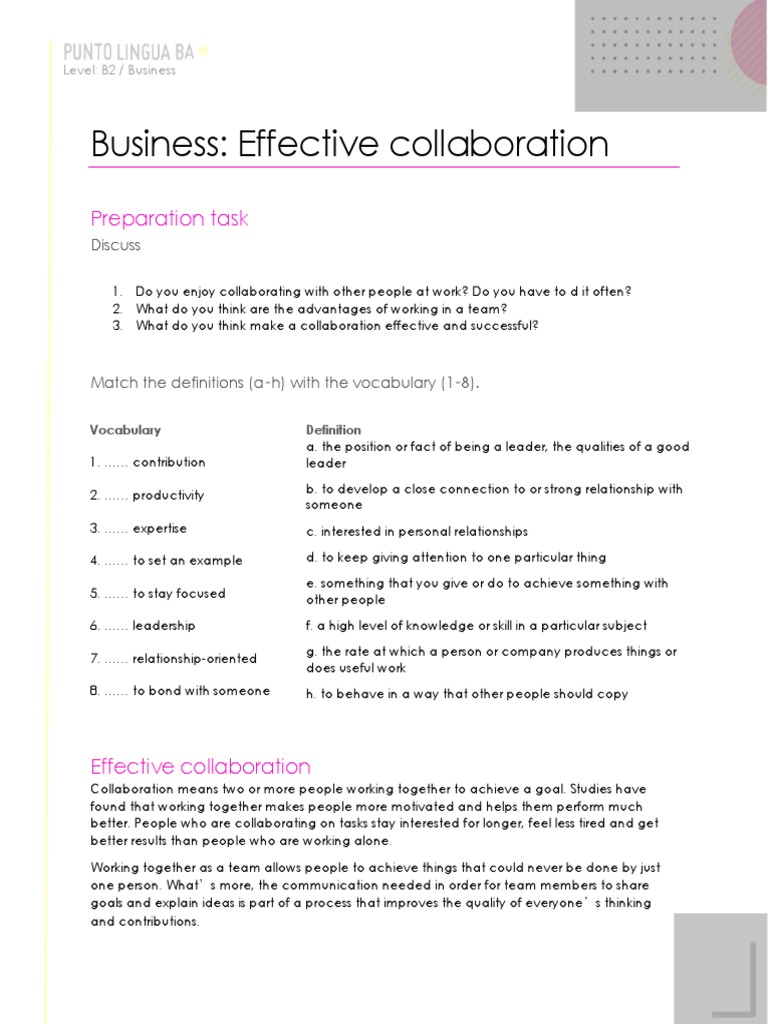 B2 - Business. Effective Collaboration | PDF | Leadership | Collaboration