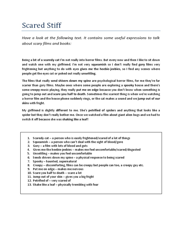 Scared Stiff Student Handout1 | PDF | Horror Films