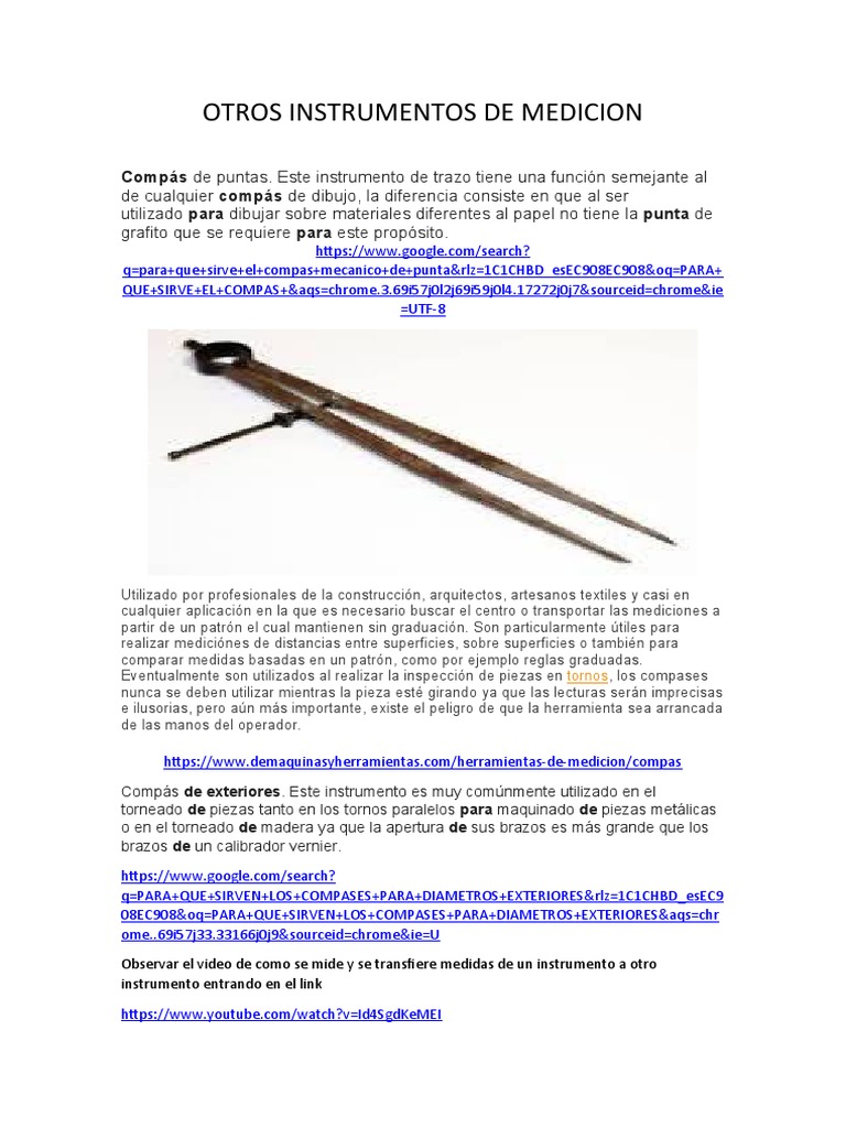 Uso y Tipos de Compases de Medición | PDF | Medición | Herramientas