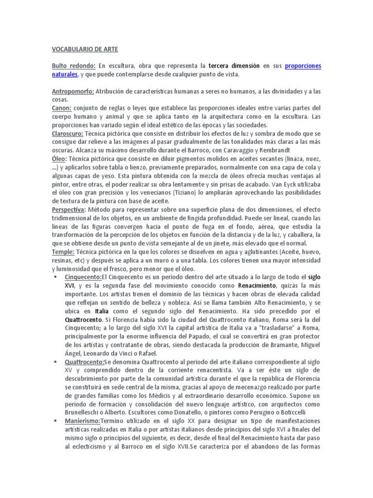 Vocabulario Esencial del Arte Clásico | PDF | Pinturas | Pintura al óleo